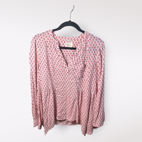 Maeve | Tops | Maeve Anthropology Womens Popover Top Red Long Sleeve ...